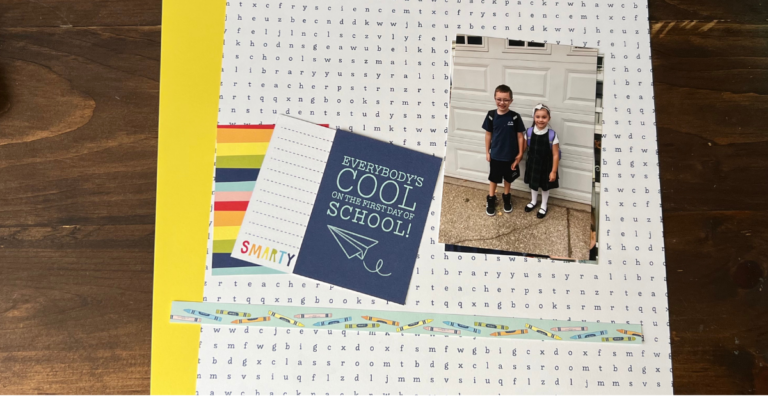 Happy & Simple School Scrapbook Layout with 3 Pieces of Paper for First ...