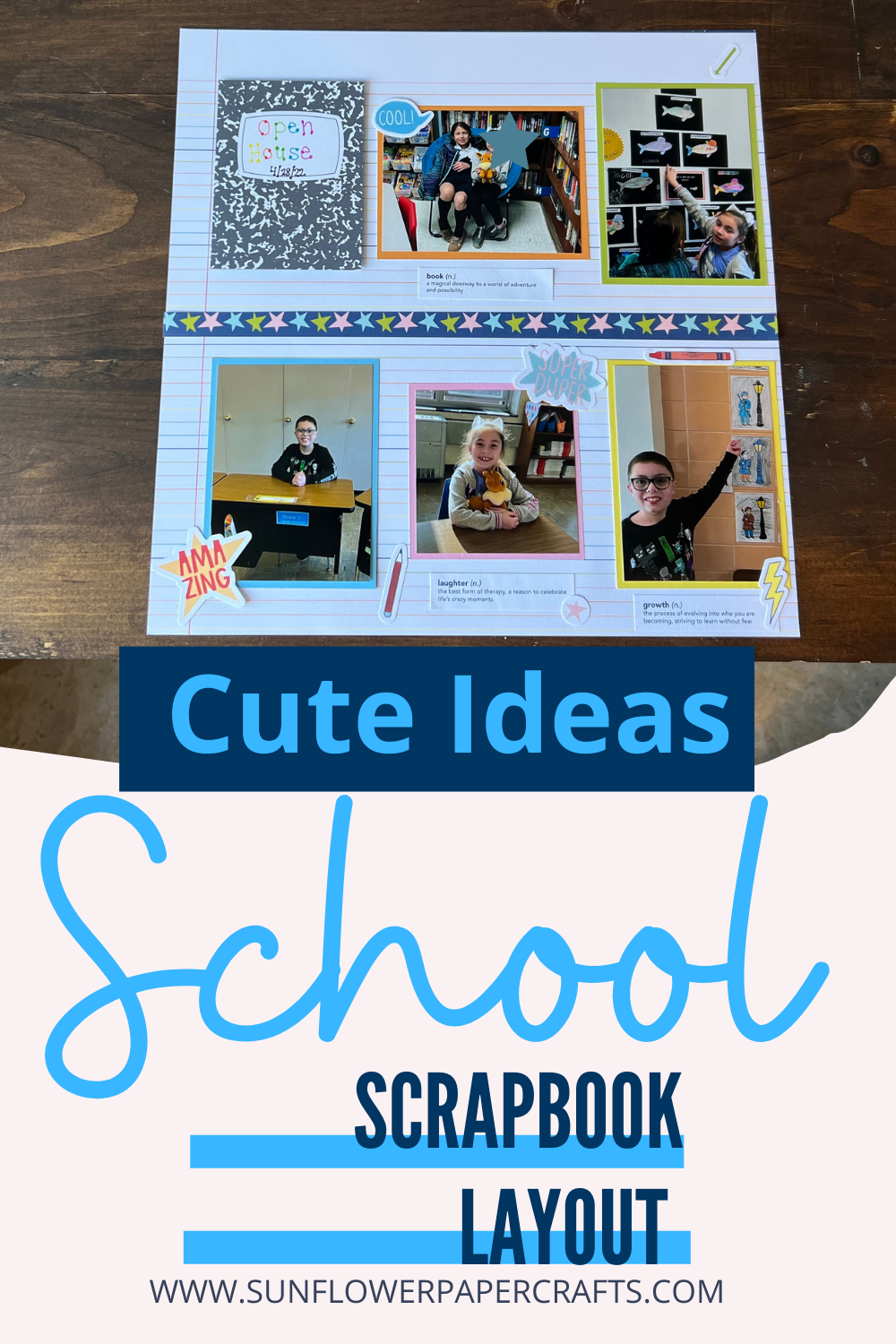 Bright & Colorful School Days Scrapbook Page Idea for School Memories